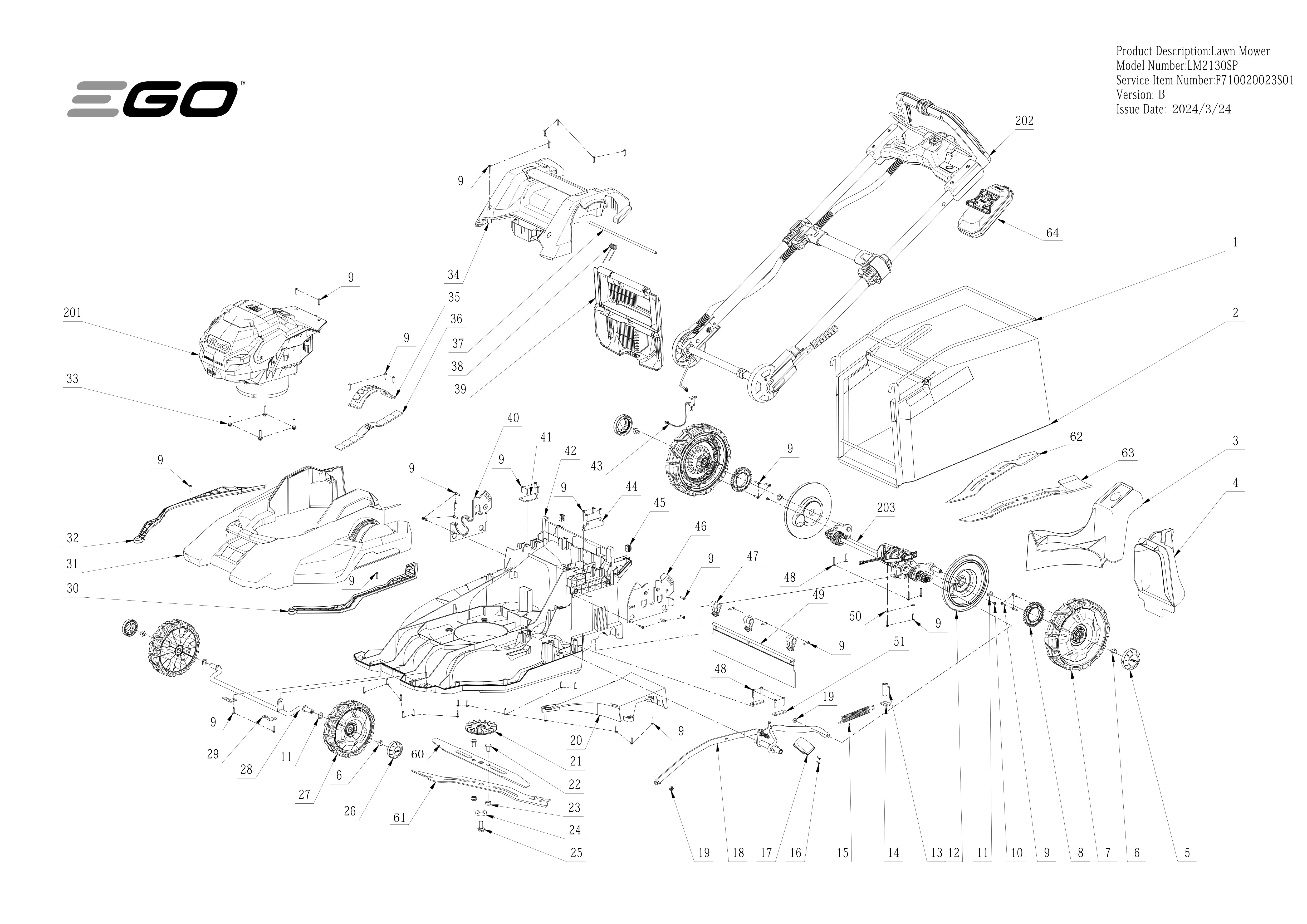 LM2130SP (VERSION B) PARTS DIAGRAM