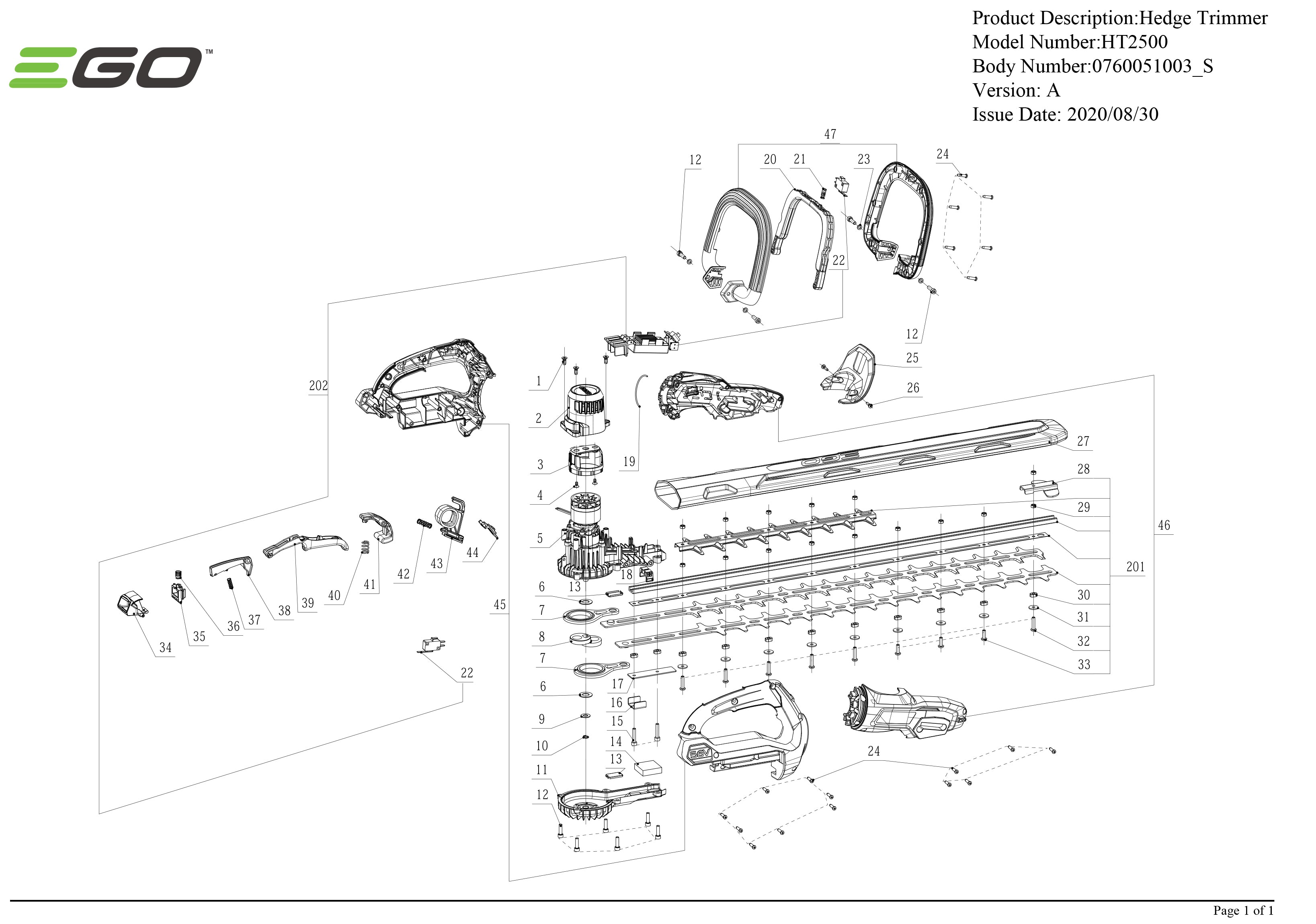 HT2500 PARTS DIAGRAM